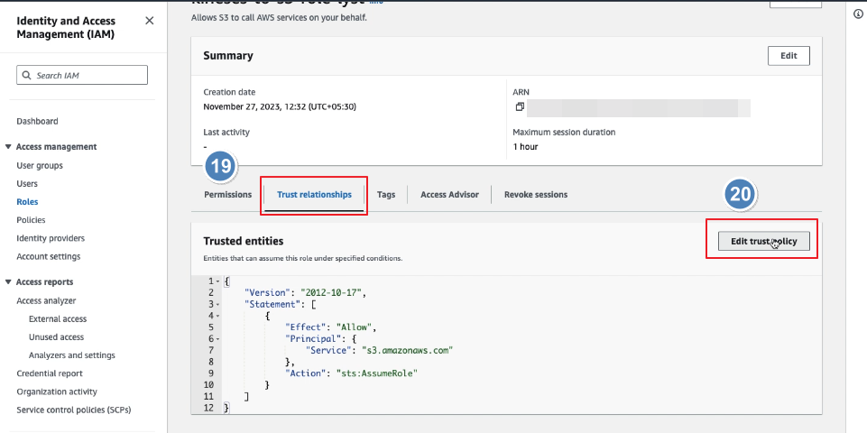 Creating Role ARN for Amazon Kinesis Data Firehose to Amazon S3 Integration