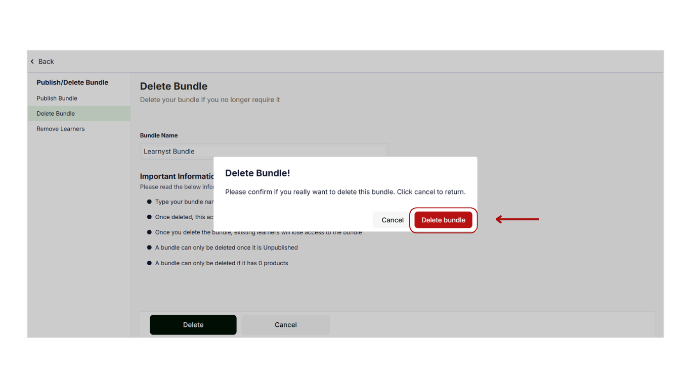 Delete a bundle