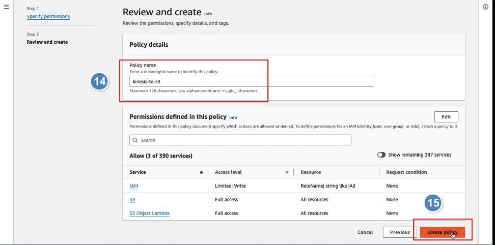 Creating Role ARN for Amazon Kinesis Data Firehose to Amazon S3 Integration