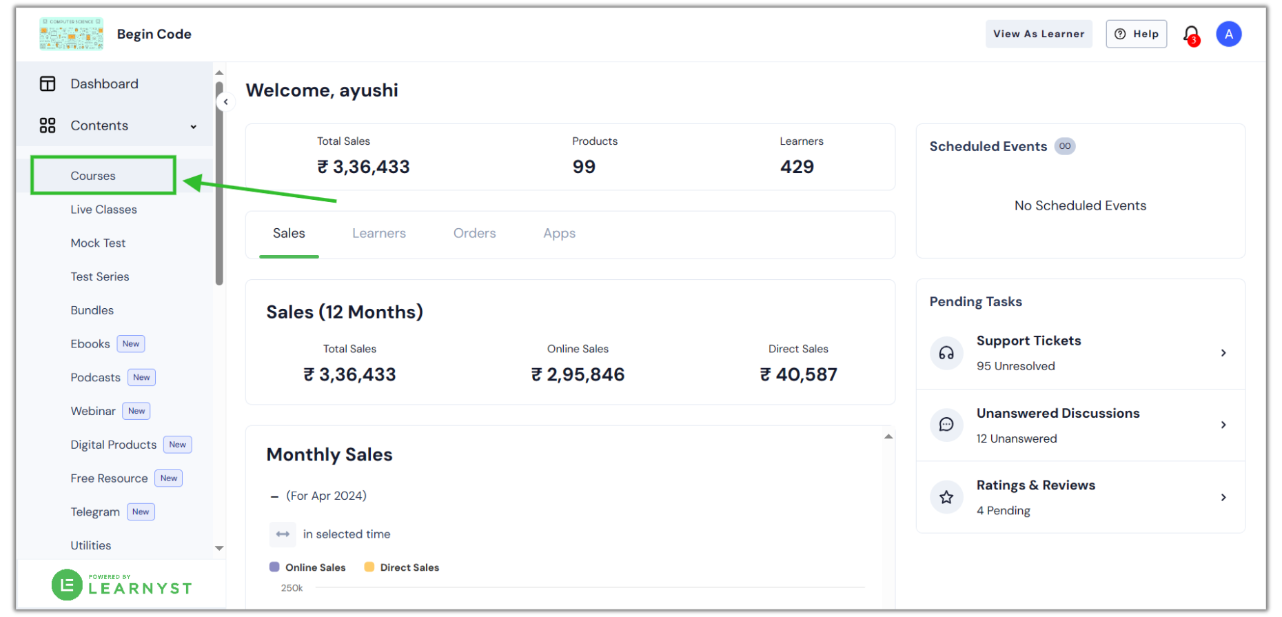 Add new sections to your course