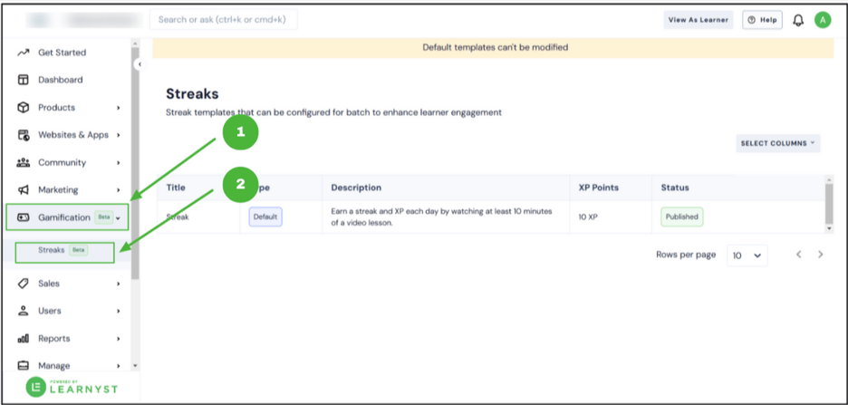 Enable and Use the Gamification Streak Feature in Learnyst