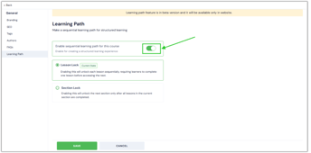 Enable the learning path feature to your courses