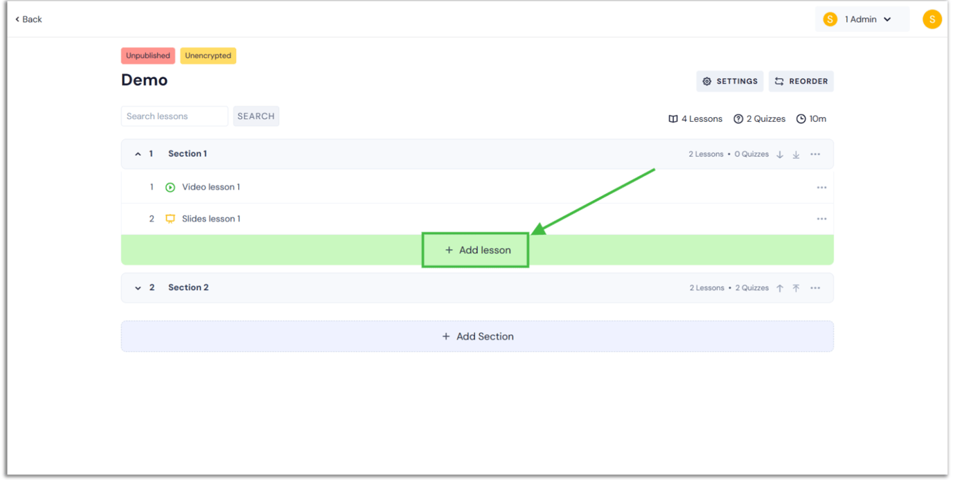 Add SCORM/TINCAN lessons for your course.
