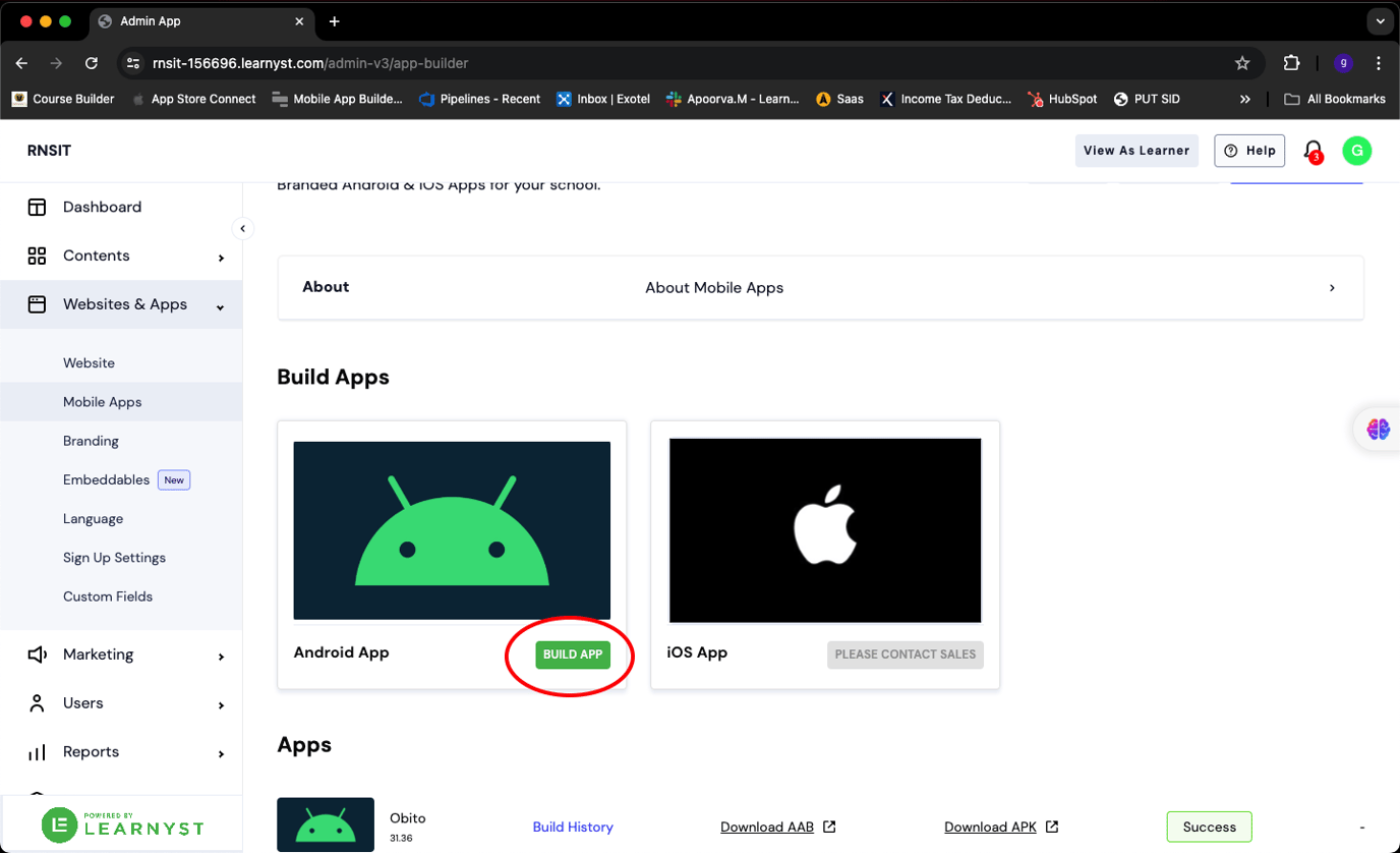 Build you app form admin portal and release the app in Google Play Console