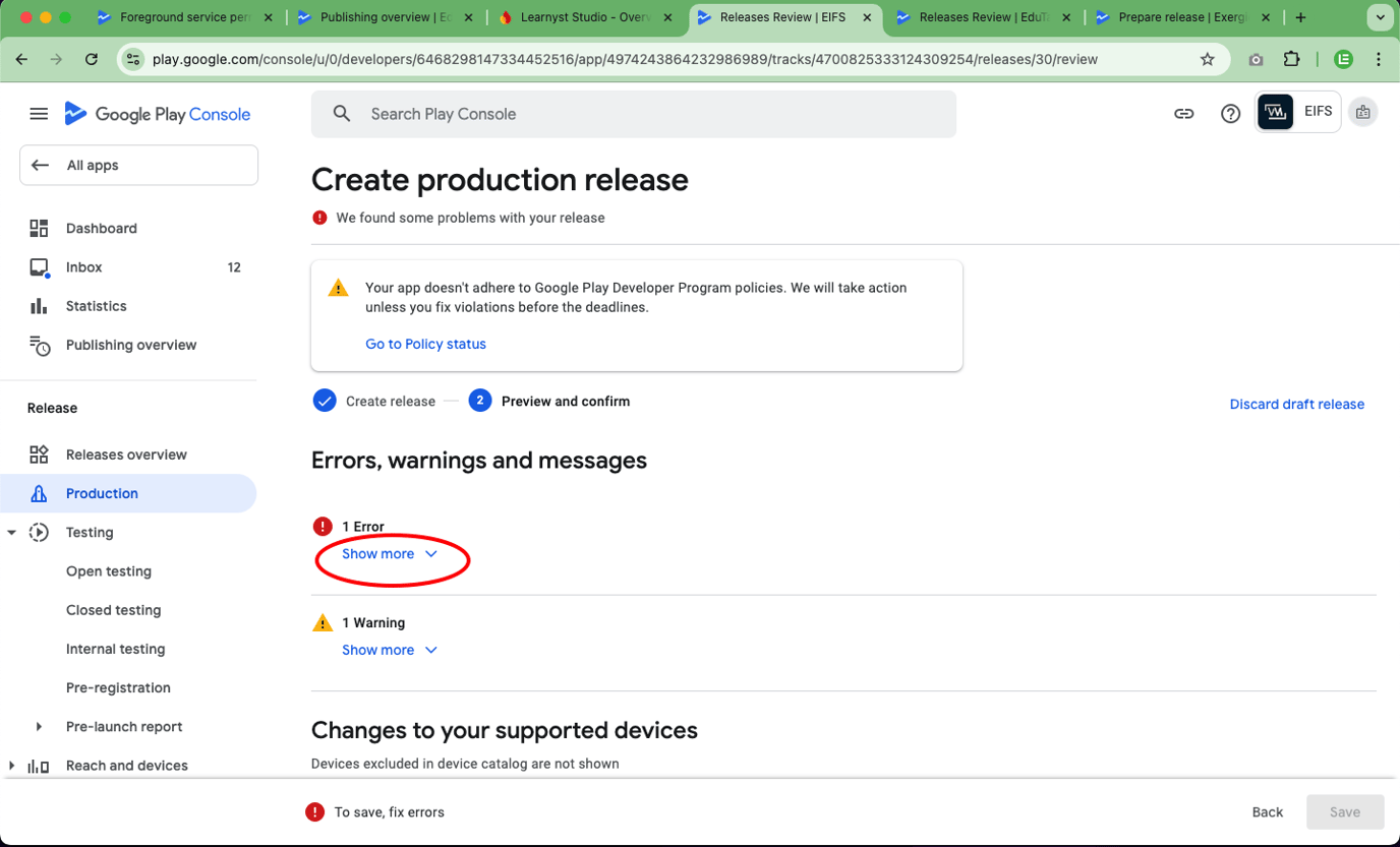 Fix “Full-Screen Intent Permissions” Error in Google Play Console