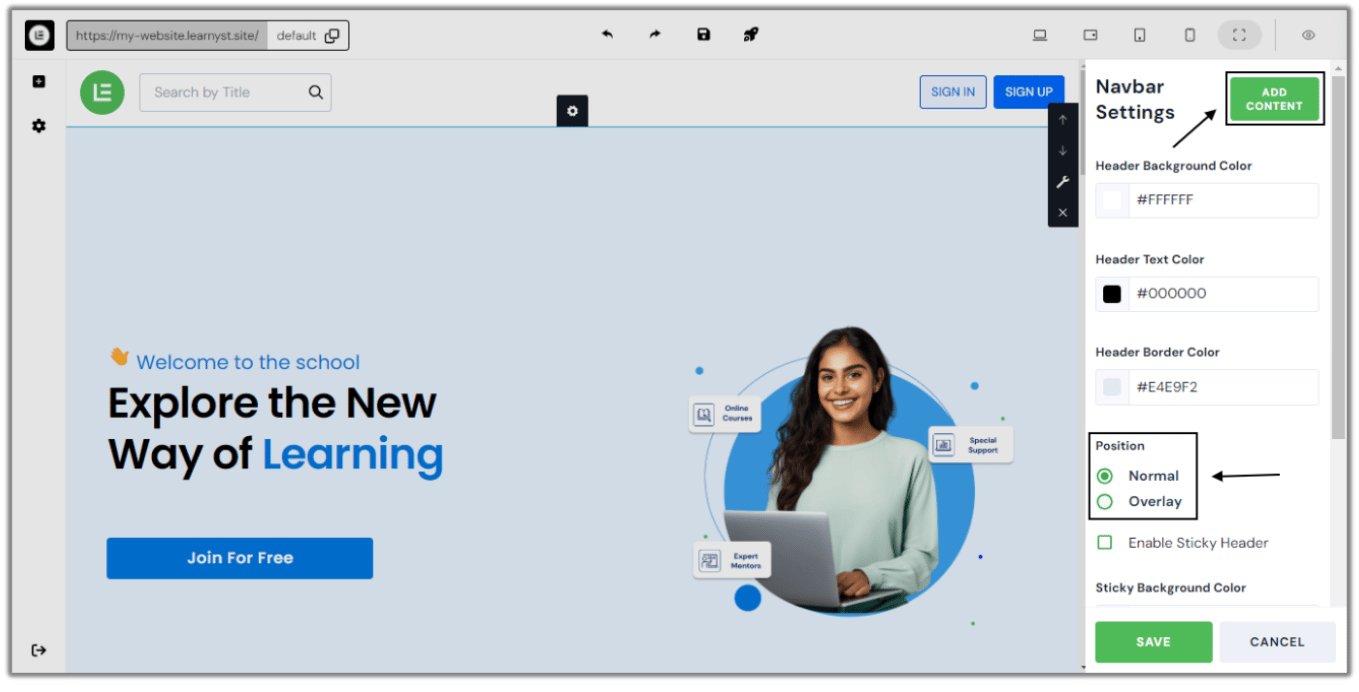 Adding a Navbar to a Website Page