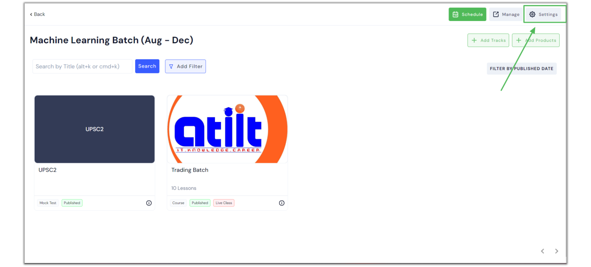 Batch settings overview.