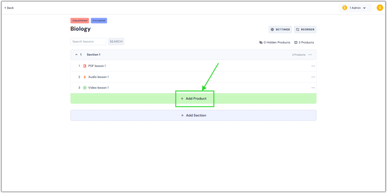 Add products to your digital product.