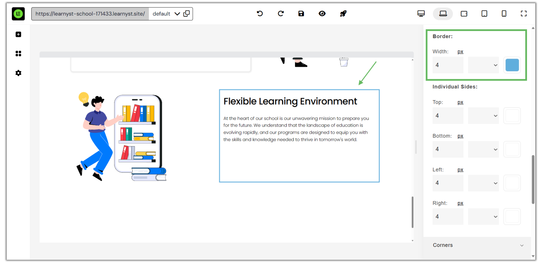 Advanced Settings of a Column