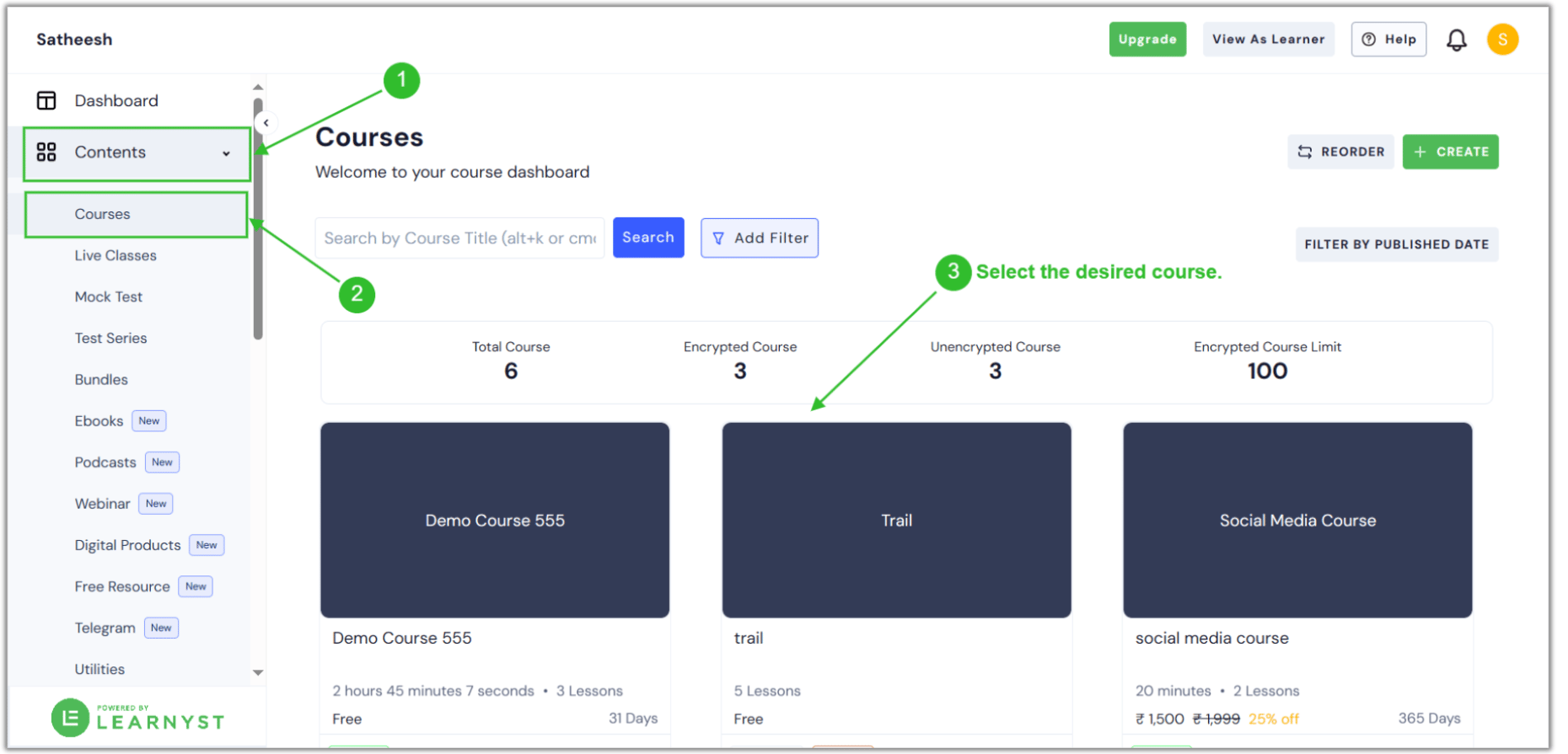 Add live lessons for your course.