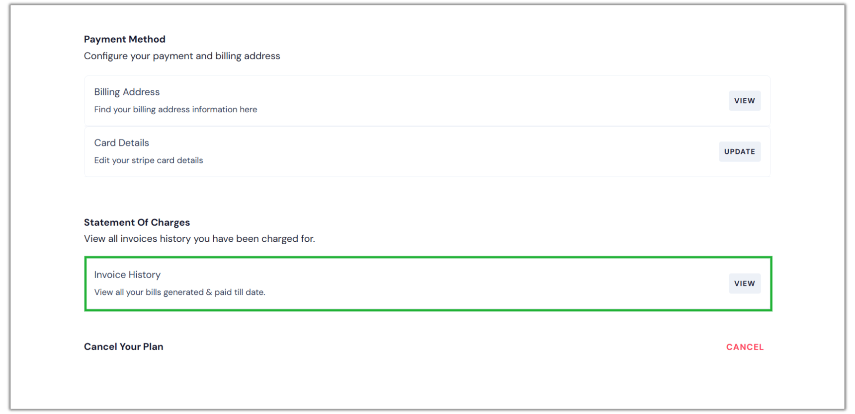 Check your plan status and billing details