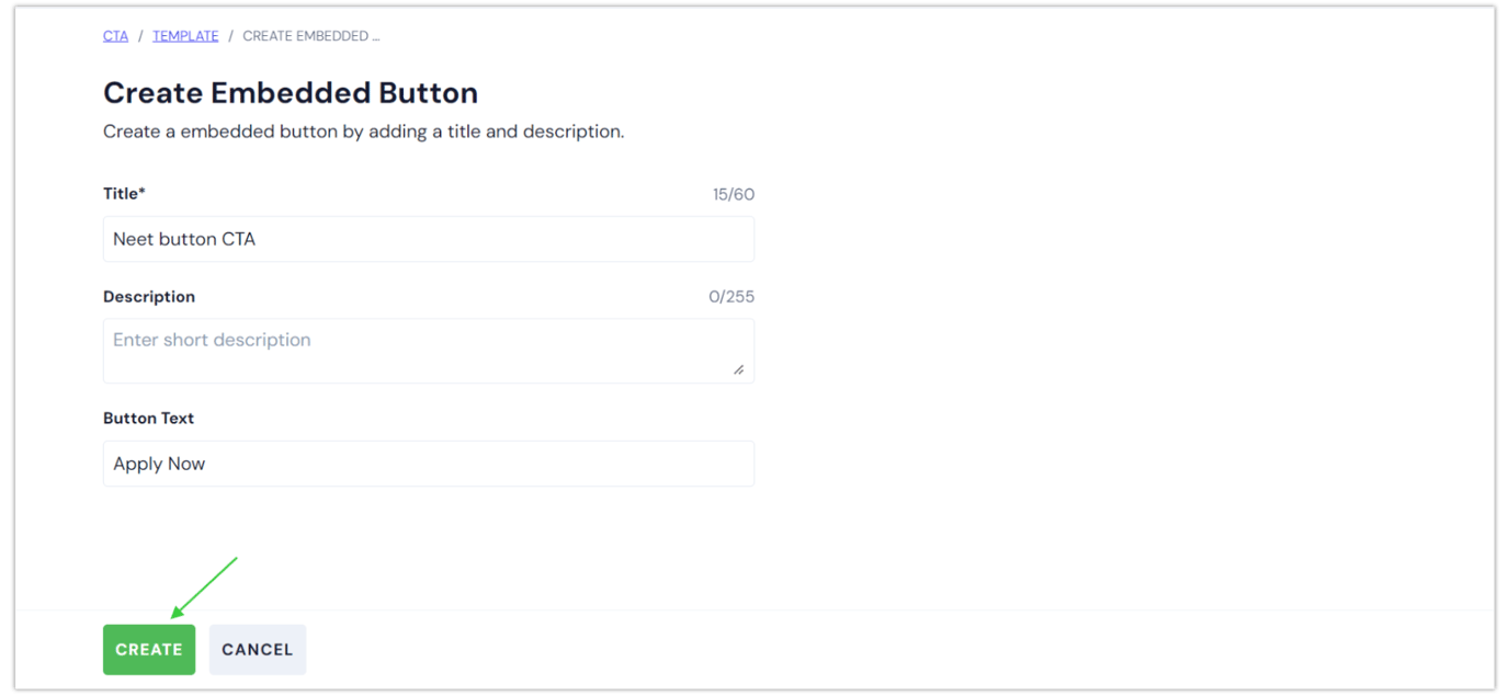 Create an embed button CTA