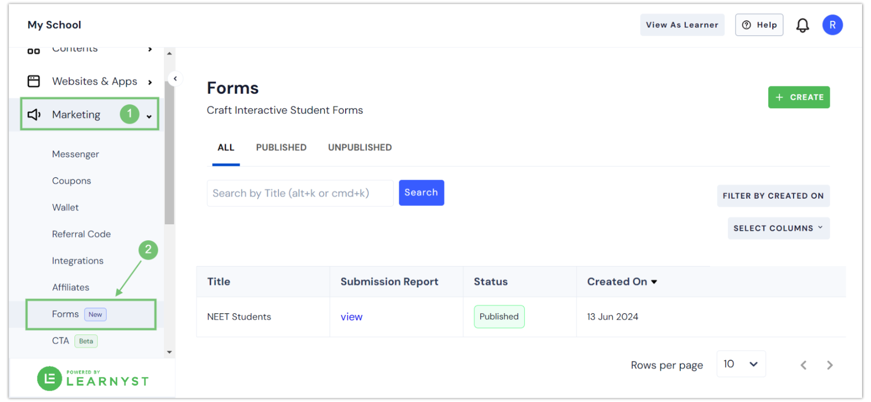 Share Forms with users and View Submissions