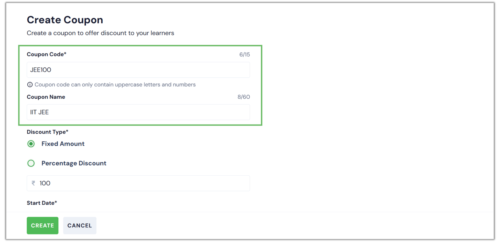 Creating Coupon Codes
