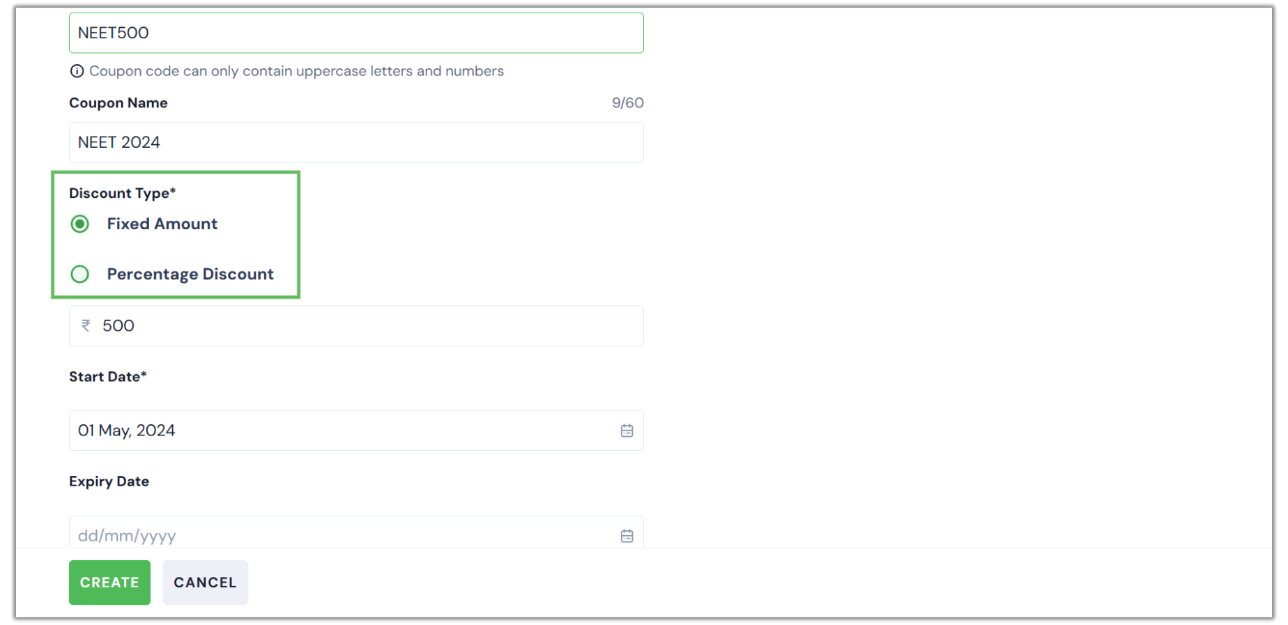 Creating Coupon Codes