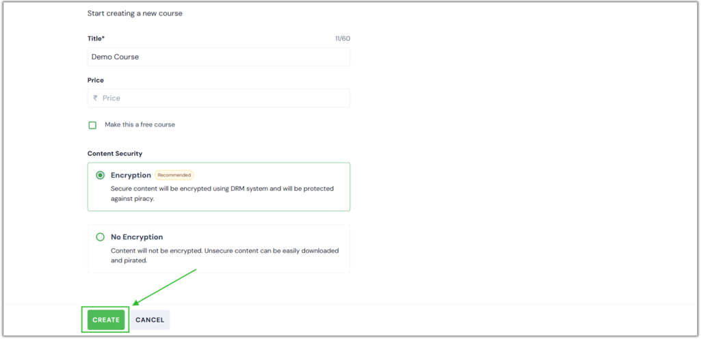 Create course on the Learnyst platform.