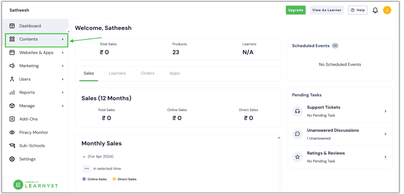 Create course on the Learnyst platform.