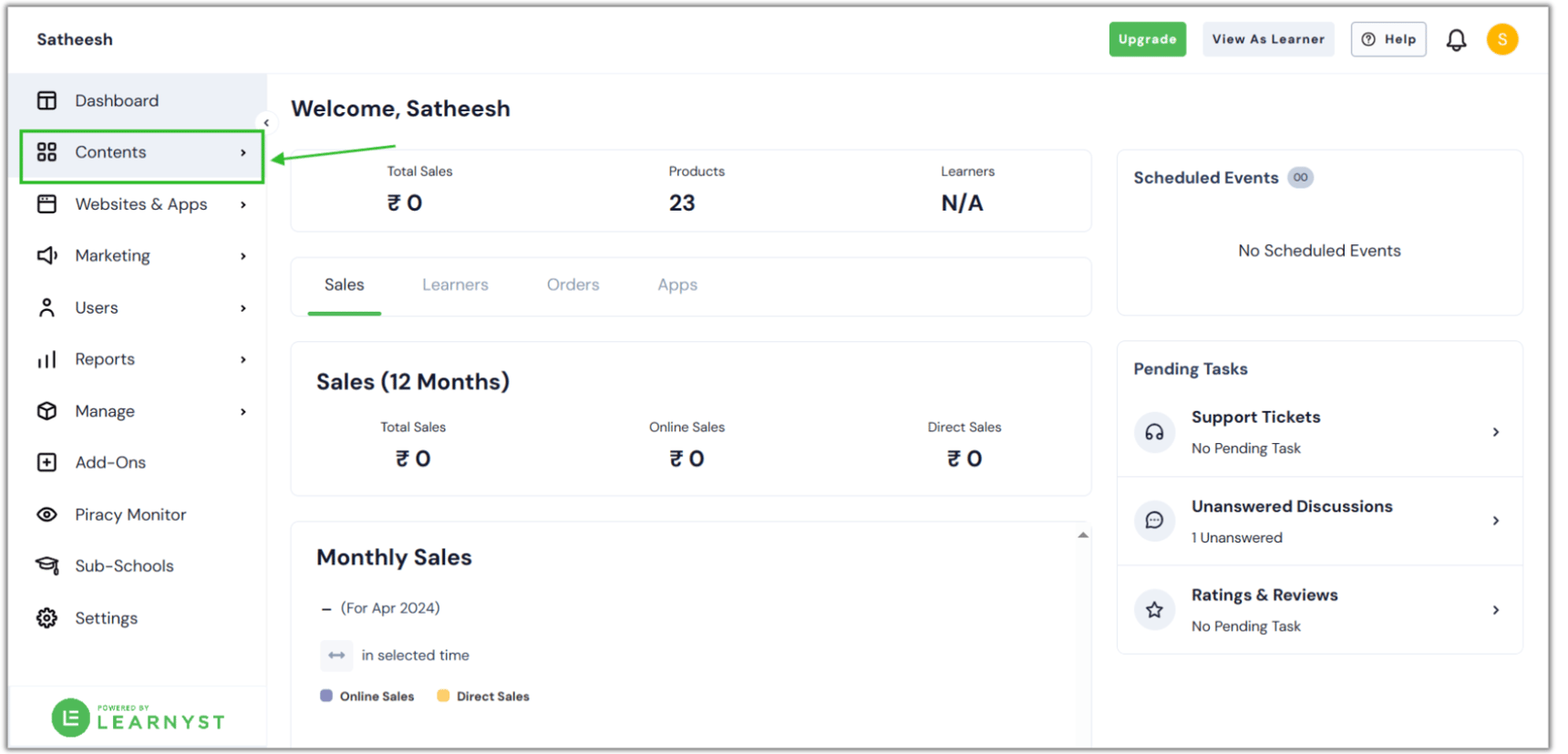 Create your First course on Learnyst