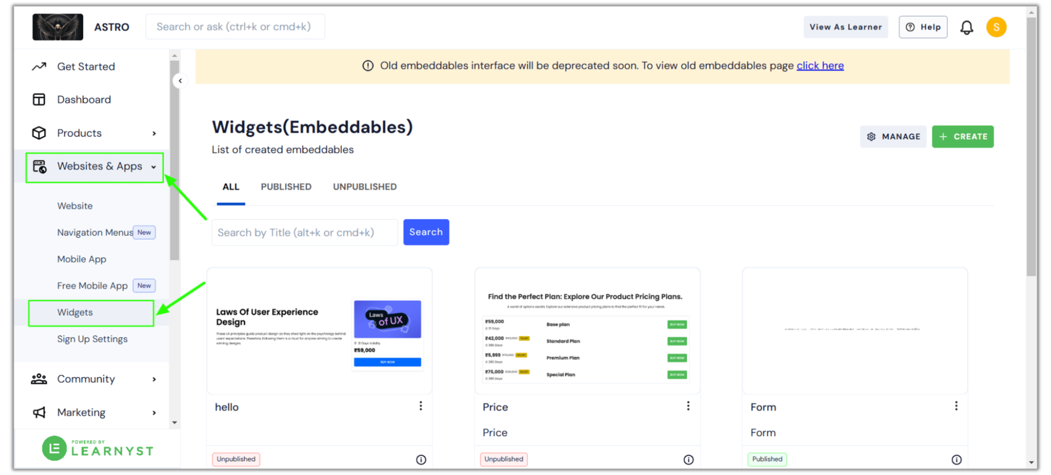 Create Widgets (embeddables) to showcase your product.