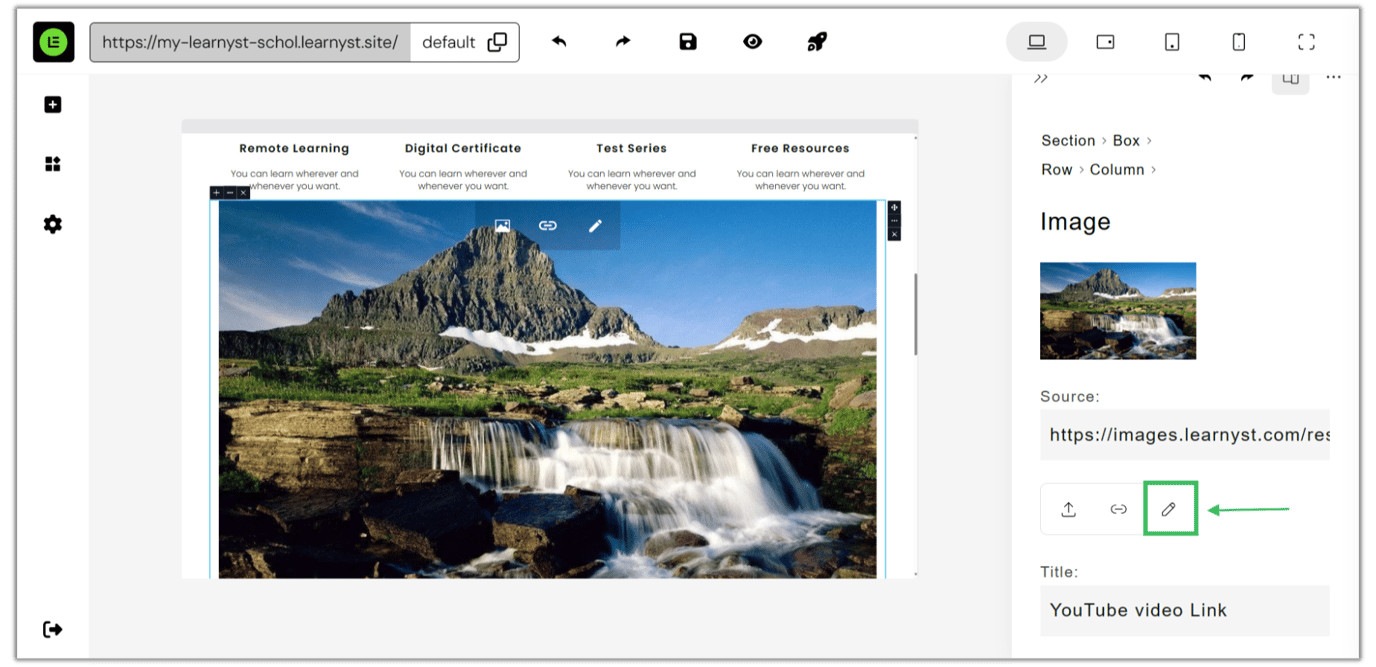 Adding an Image and modifying the Image Settings