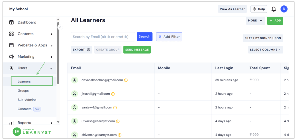 Import Learners directly into course via a Excel Sheet