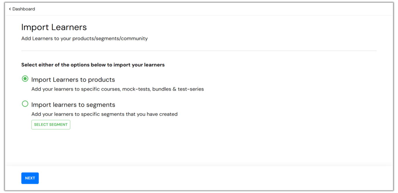 Adding new Learners to a Course
