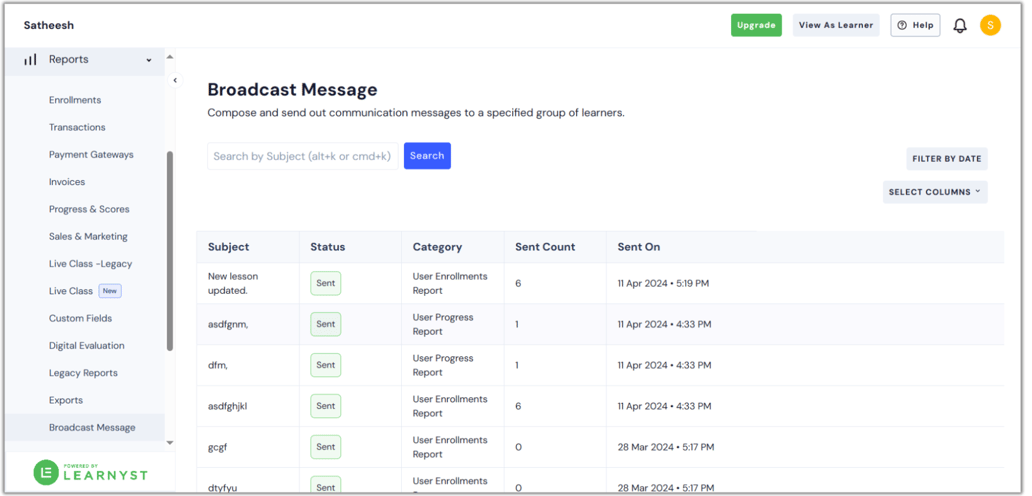 Overview of reports on admin panel.