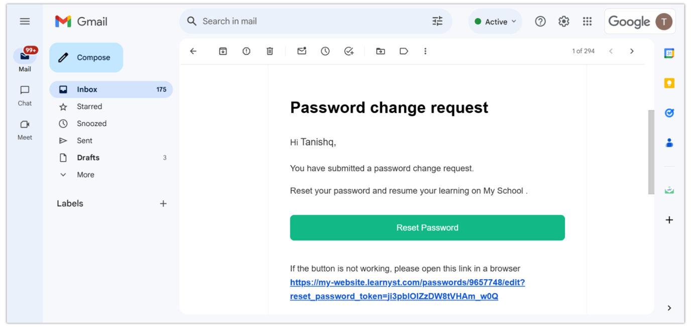 Change a learners password or send password reset emails to learners