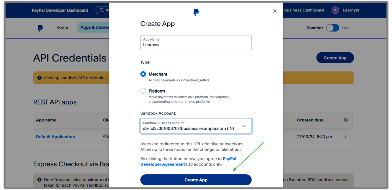 Configure Paypal Payment Gateway