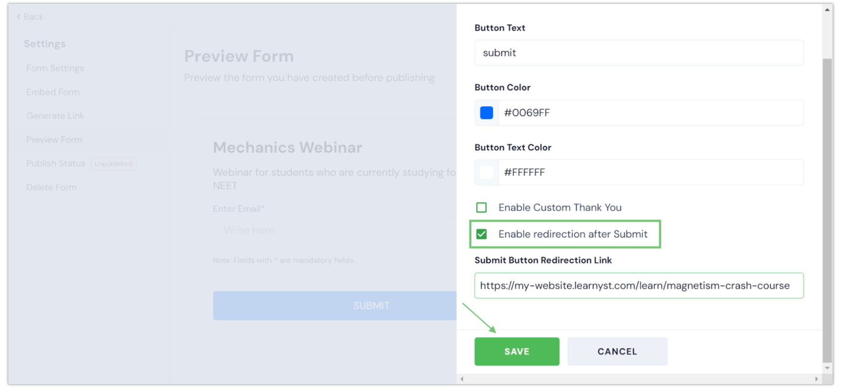 Preview and Edit form
