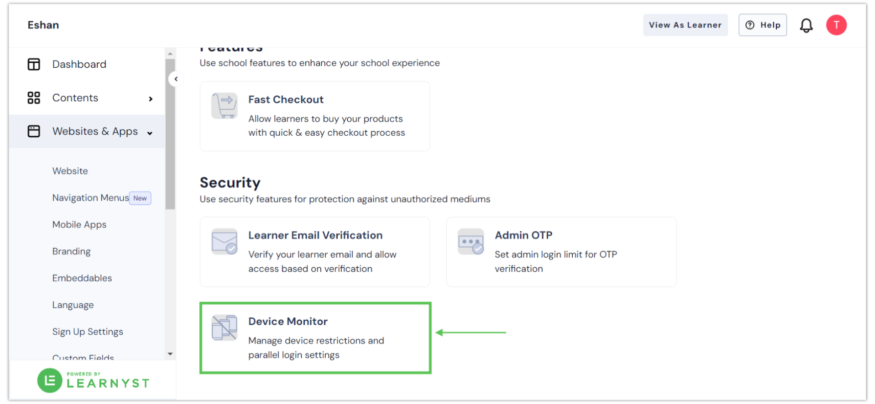 Monitor Devices of Learners