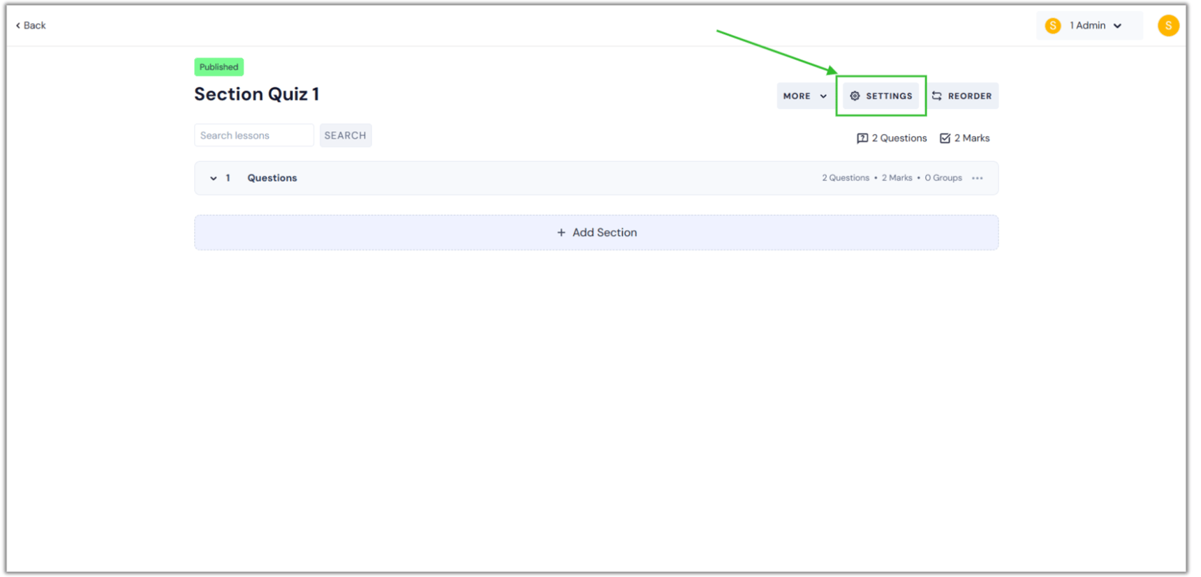 Enable the Show Question marks feature for your Quiz.