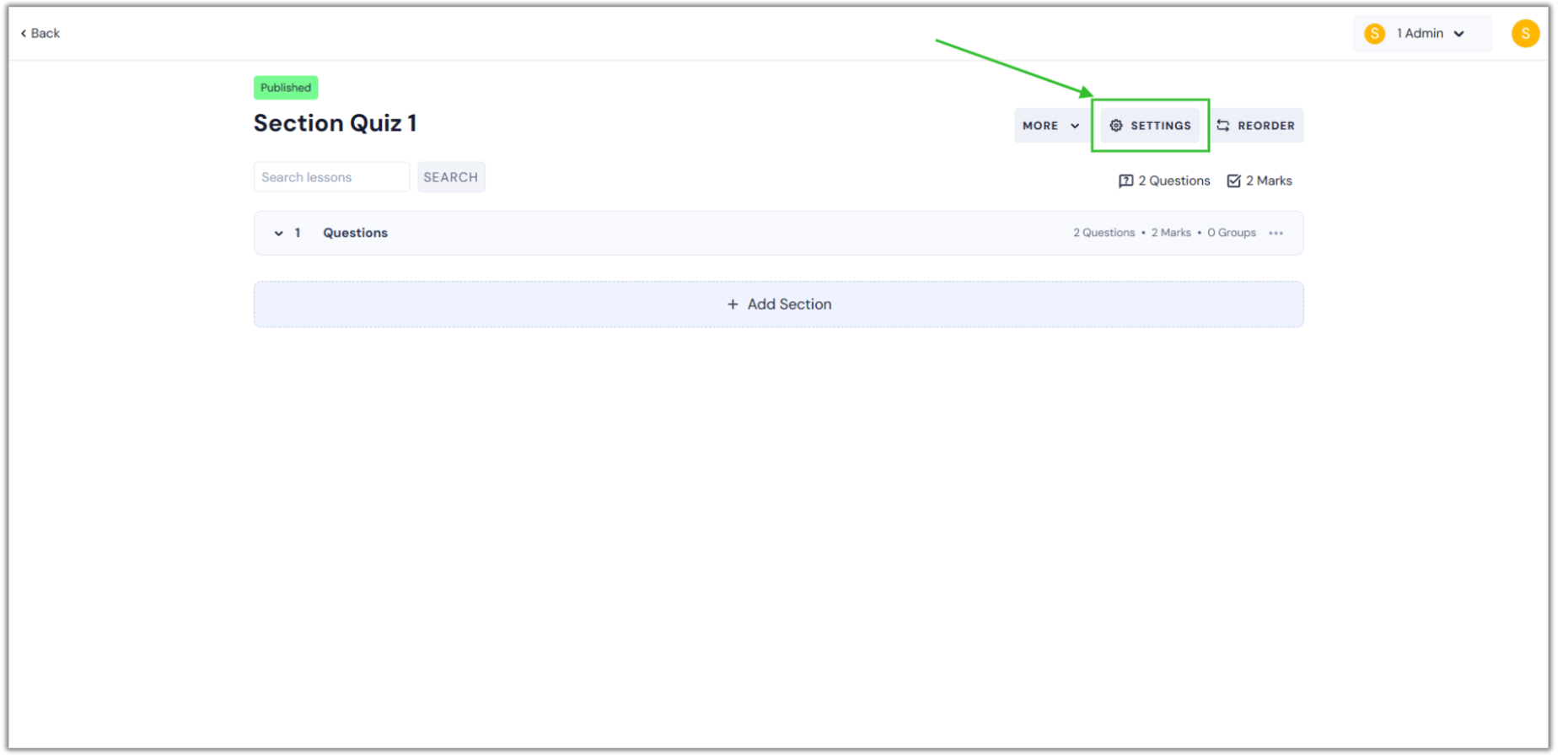 Enable the Show Question marks feature for your Quiz.