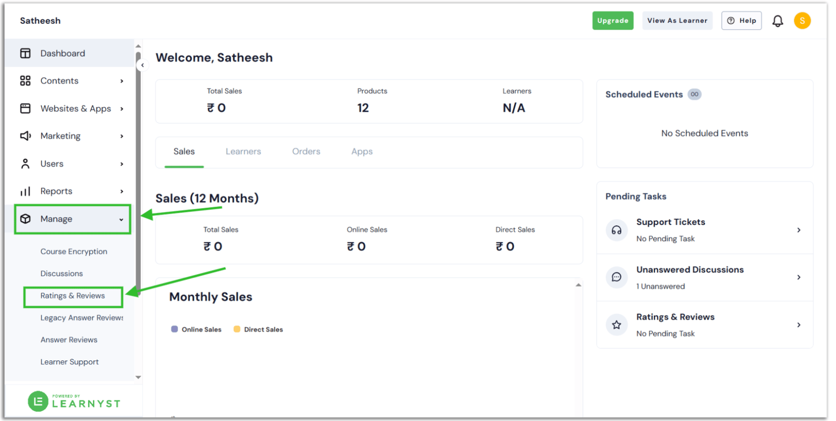 Approve or delete the learner’s review.