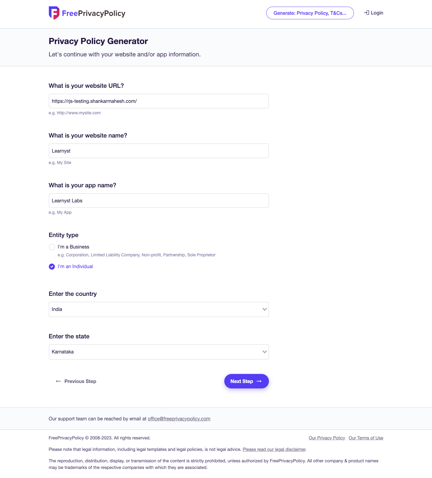 Update Privacy policy (App Removed || Rejected )