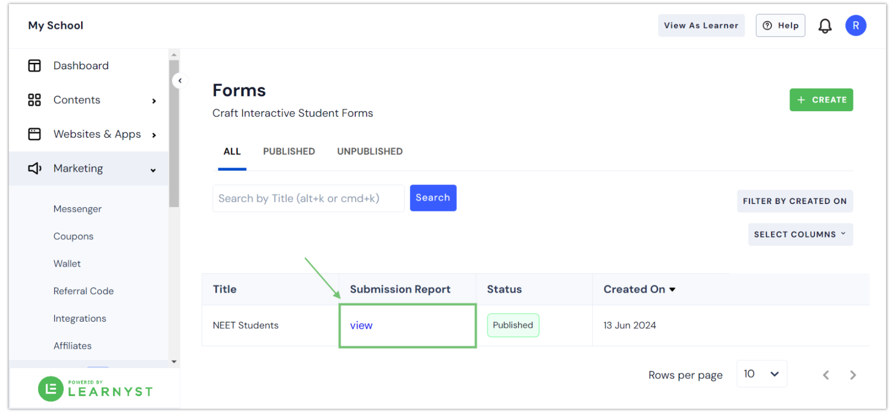 Share Forms with users and View Submissions