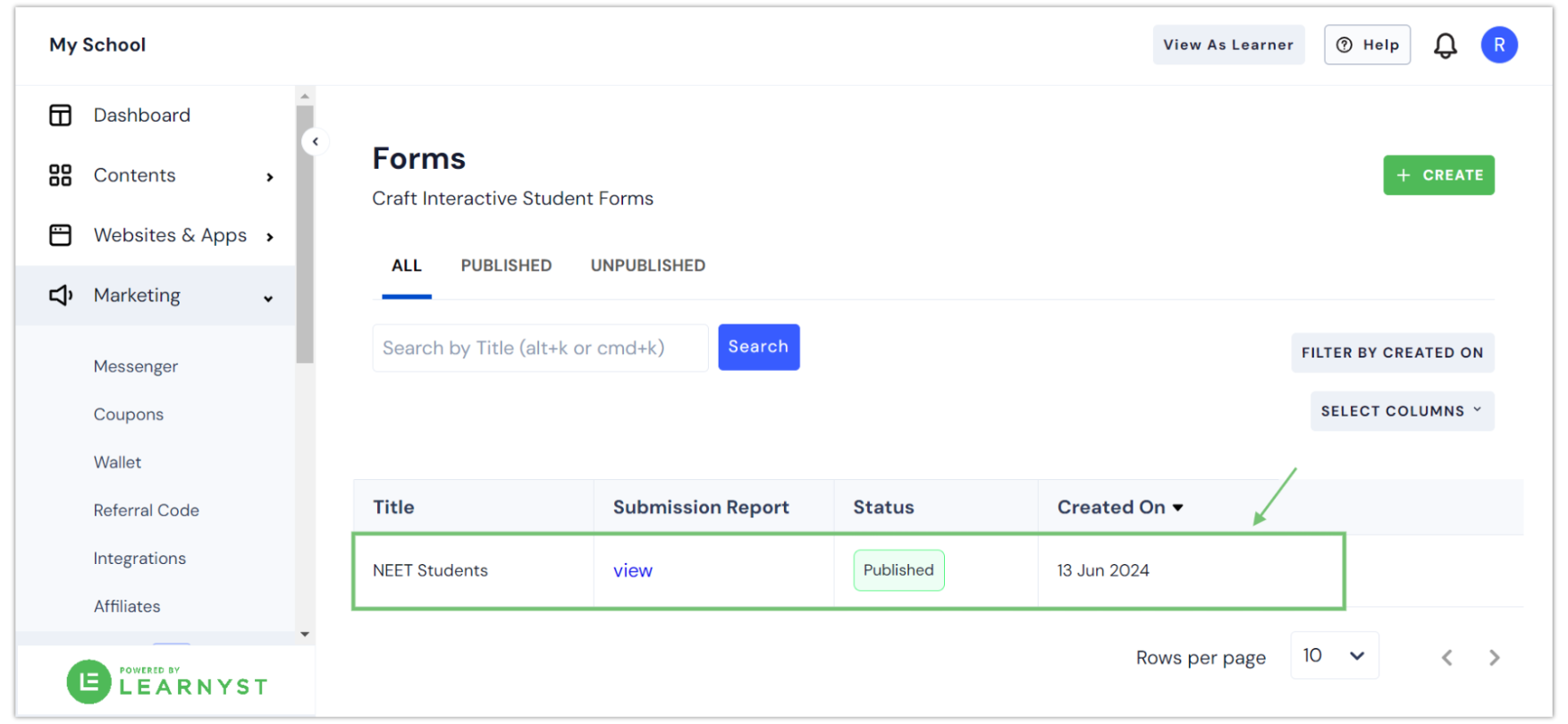 Share Forms with users and View Submissions