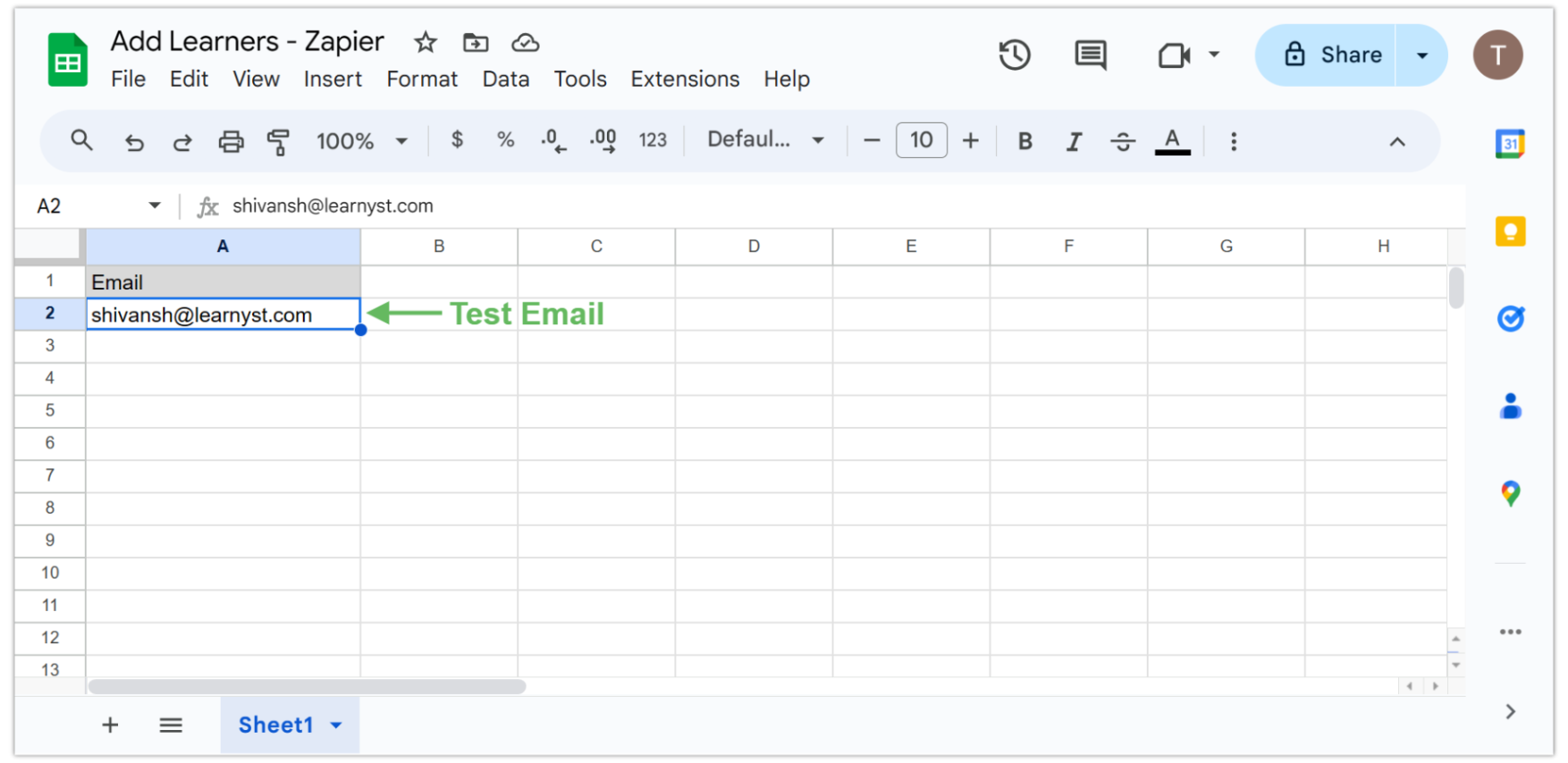 Enroll Learners from spreadsheet to Learnyst easily using Zapier