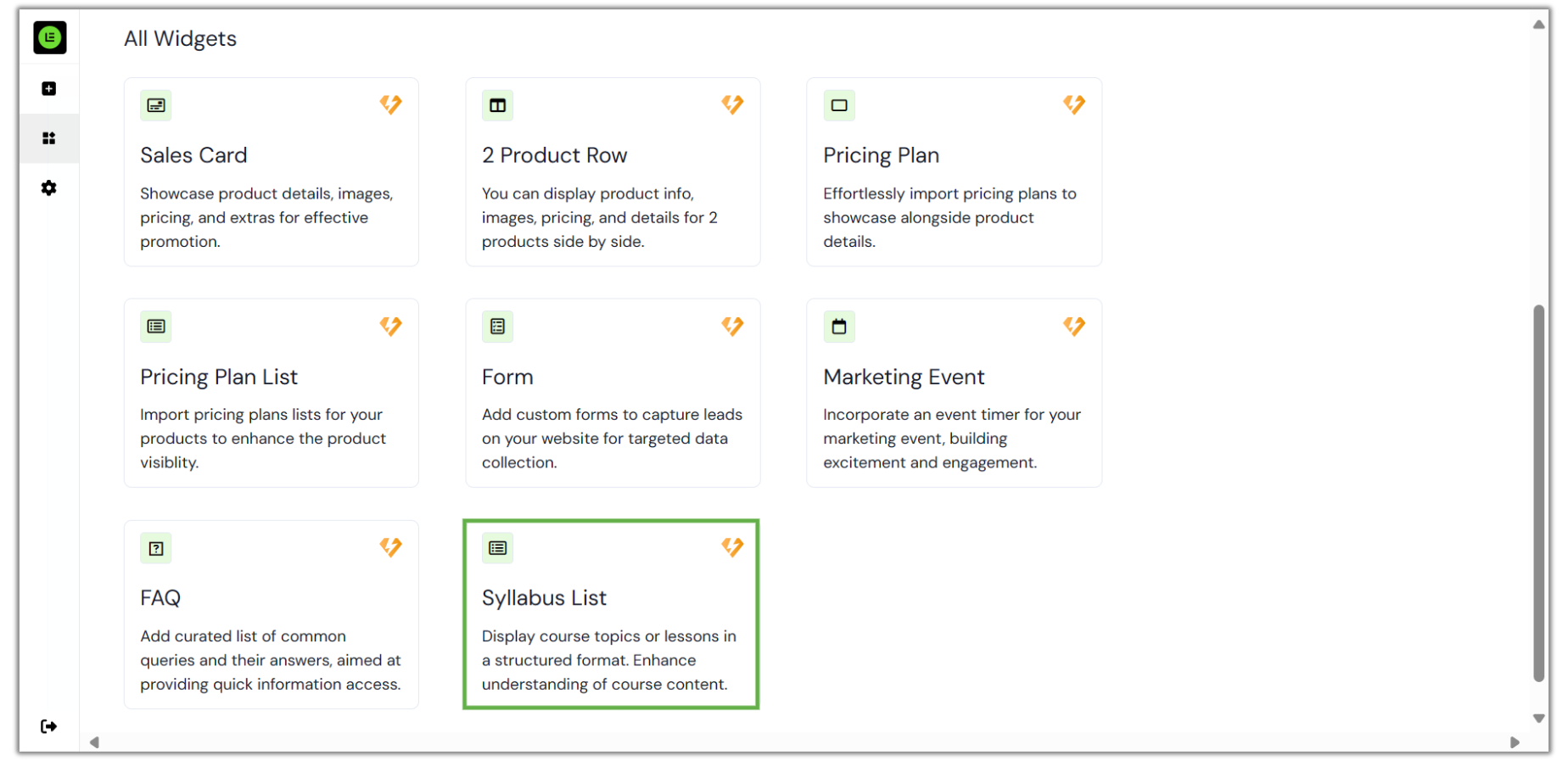 Adding a Syllabus List Widget