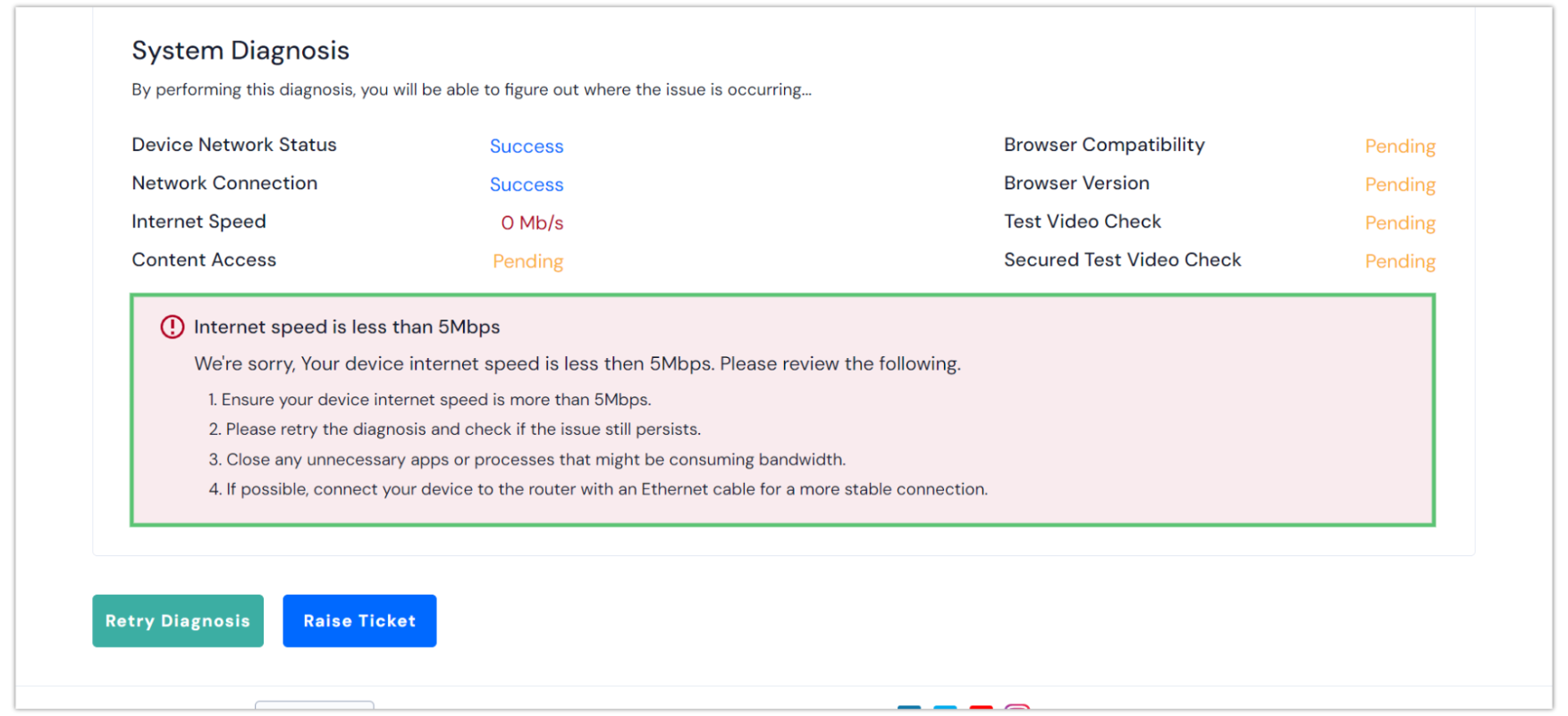 Video Troubleshooting Guide for the learners