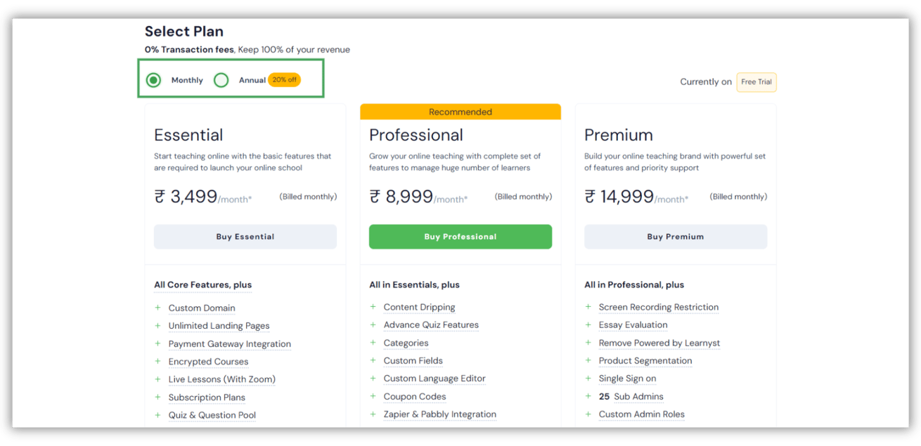 Upgrading Your Pricing Plan