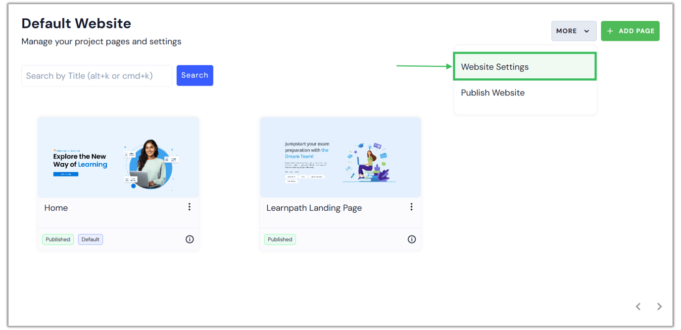 Modifying the Website Settings